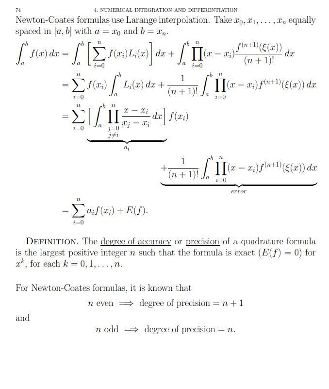 2. Find the degree of precision (definition on page | Chegg.com