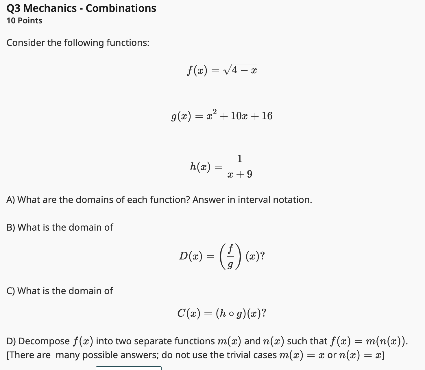 Solved Q3 Mechanics - Combinations 10 Points Consider the | Chegg.com