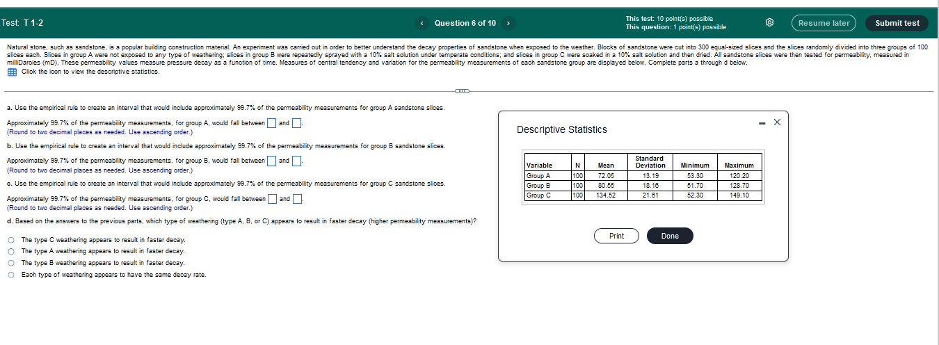 Solved Test: T 1-2 Question 6 of 10 This test: 10 point(s) | Chegg.com