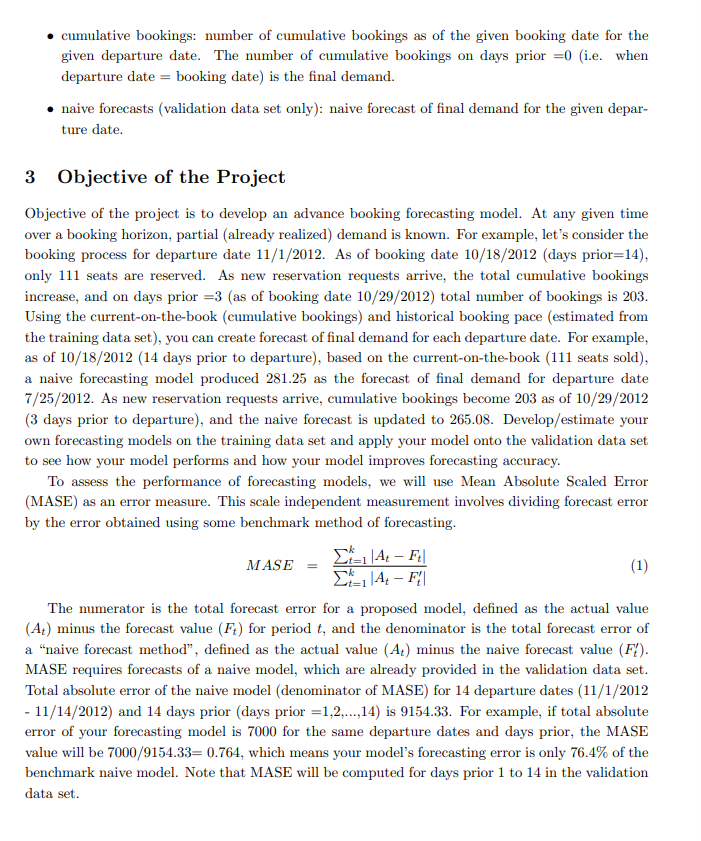 Problem Description - Demand Forecasting - Critical | Chegg.com