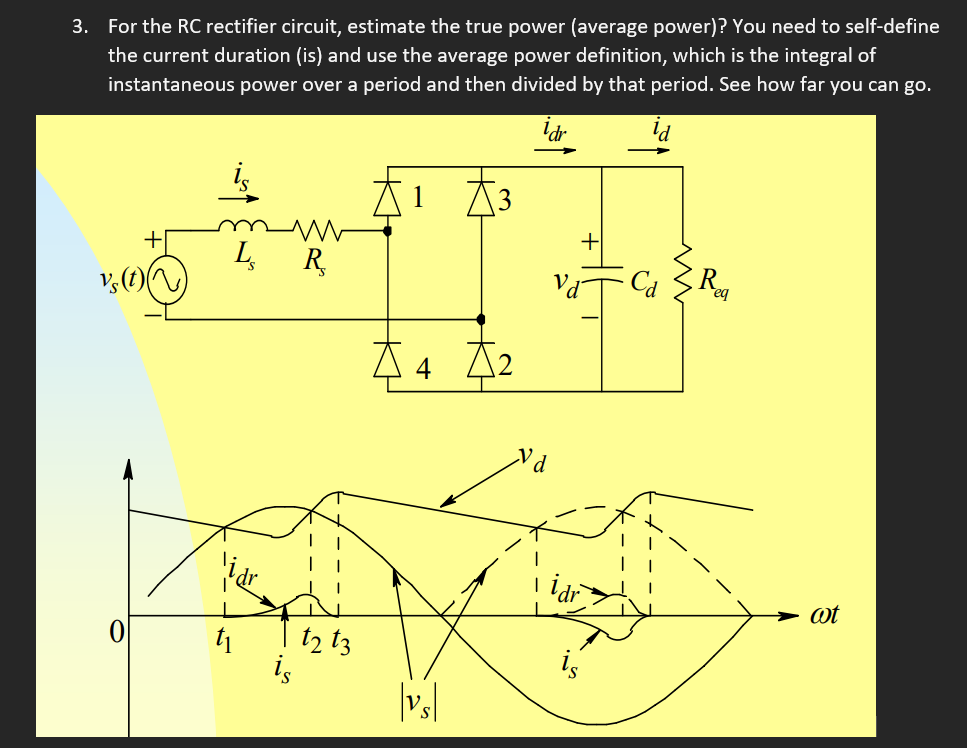 Solved 3. For the RC rectifier circuit, estimate the true | Chegg.com
