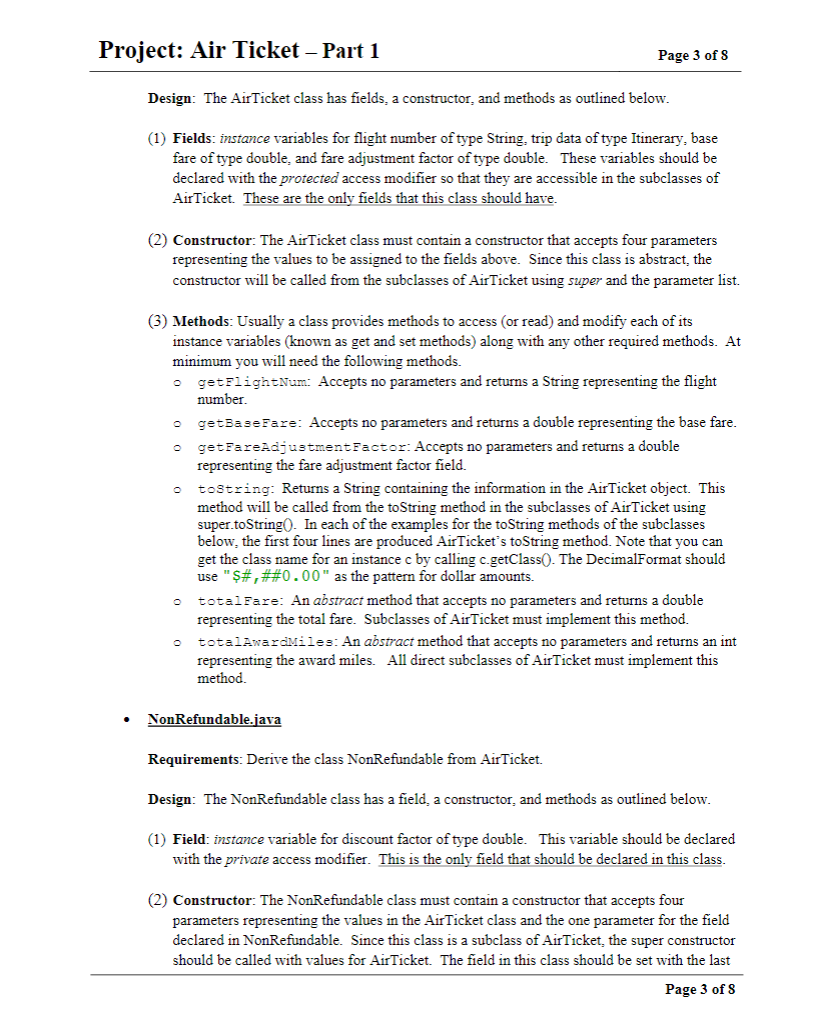 Solved Project: Air Ticket - Part 1 Page 1 of 8 Deliverables | Chegg.com