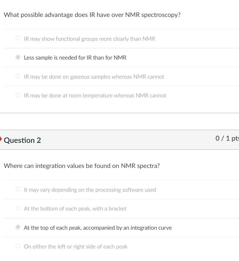 Solved What possible advantage does IR have over NMR | Chegg.com