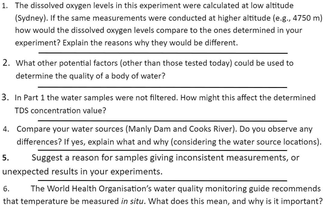 1. The dissolved oxygen levels in this experiment | Chegg.com