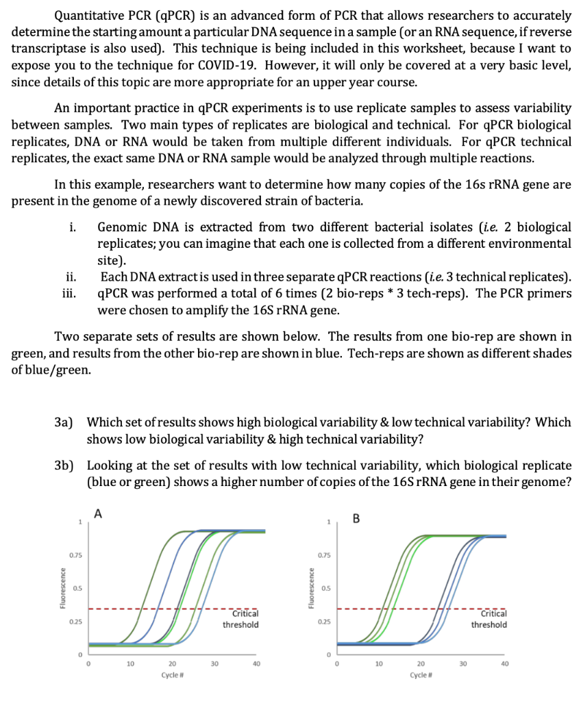 Quantitative PCR (qPCR) is an advanced form of PCR | Chegg.com