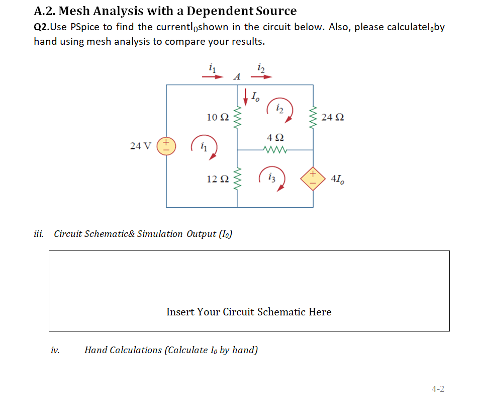Solved A.2. Mesh Analysis with a Dependent Source Q2.Use | Chegg.com