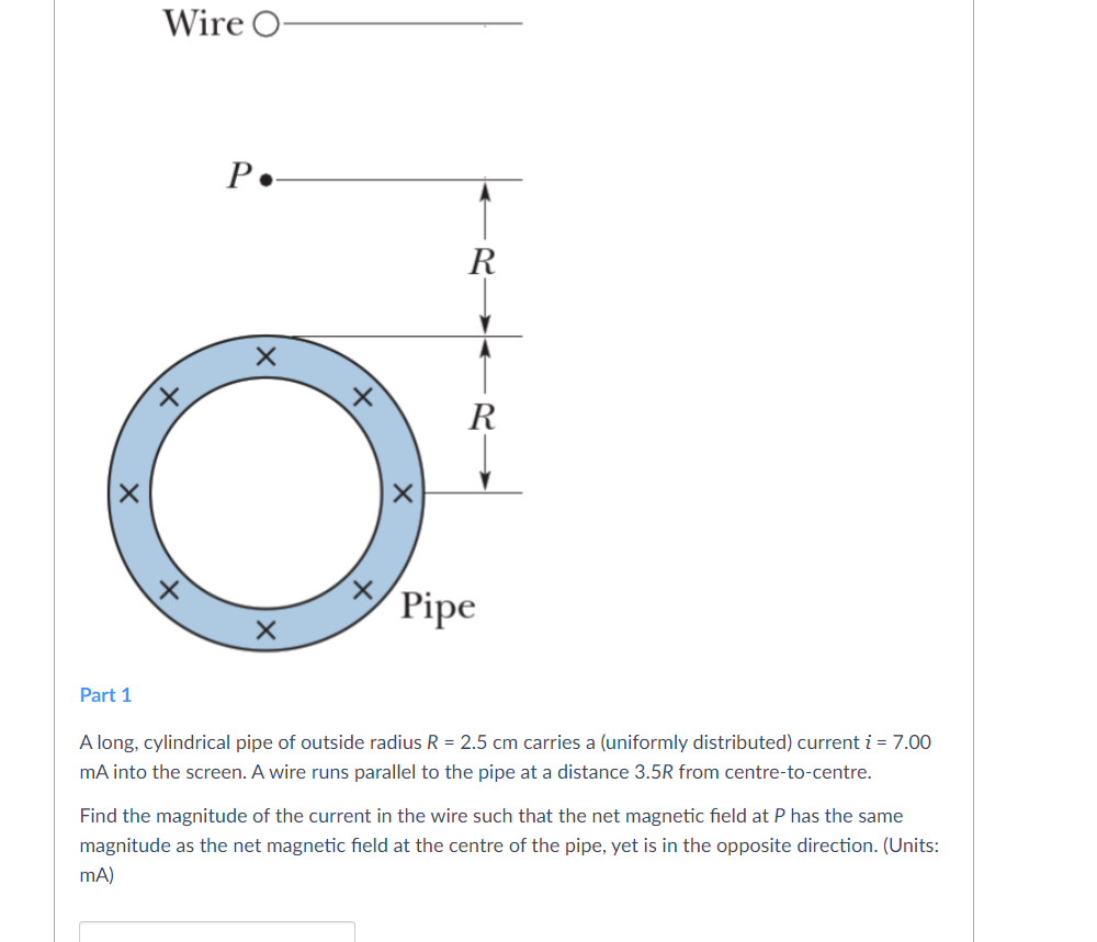Solved Wire O P. R Х Х R х Pipe Х Part 1 A long, cylindrical | Chegg.com