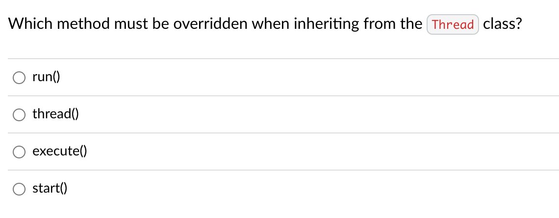 Solved Which method must be overridden when inheriting from | Chegg.com
