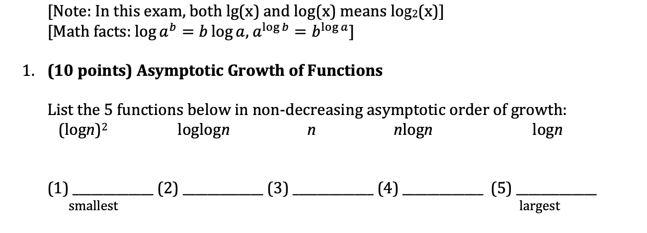 Solved [Note: In this exam, both lg(x) and log(x) means | Chegg.com