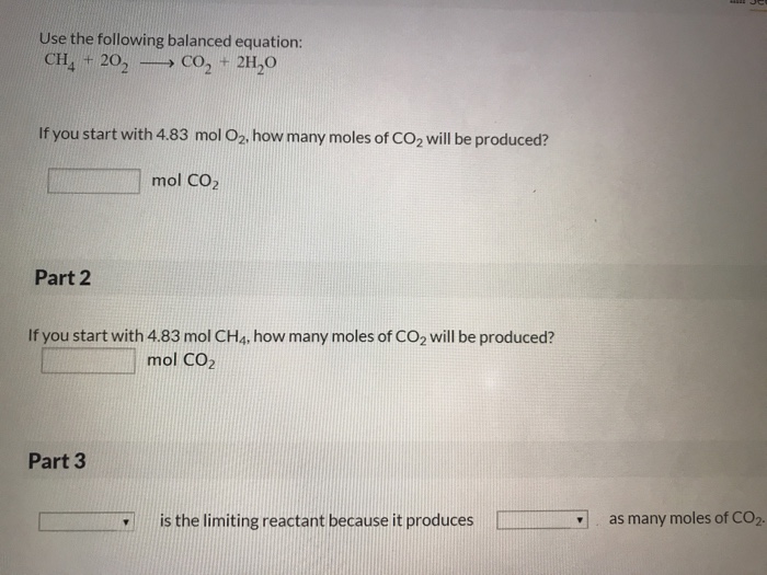 Solved Use the following balanced equation: CH4 + 202-→ CO2 | Chegg.com