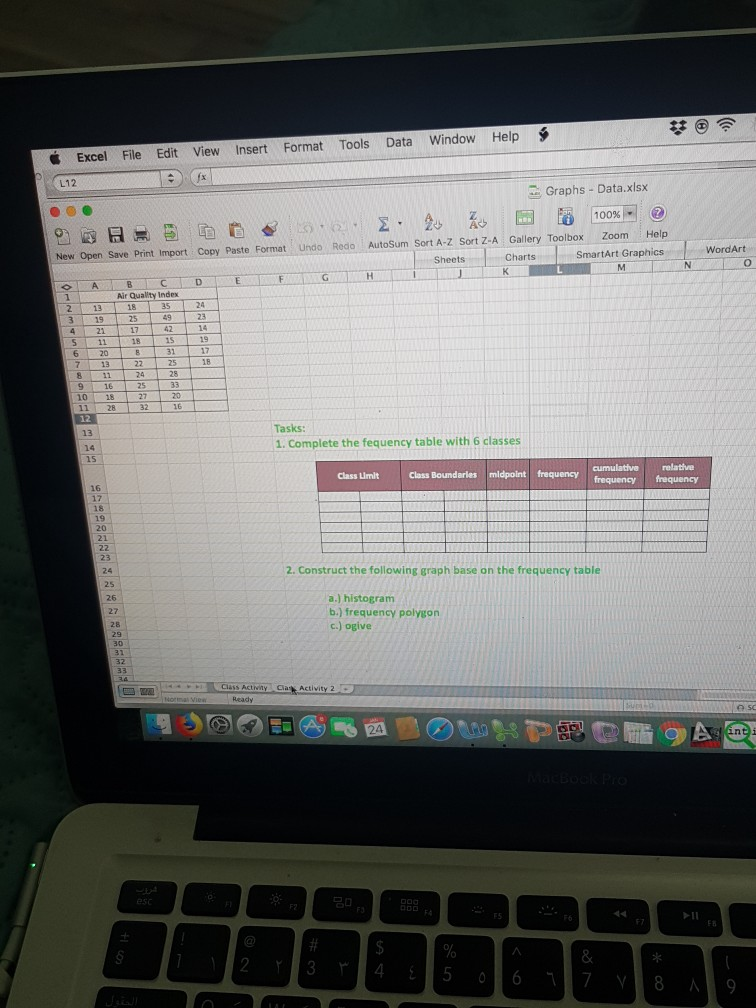 Solved Excel File Edit View Insert Format Tools Data Window 0585