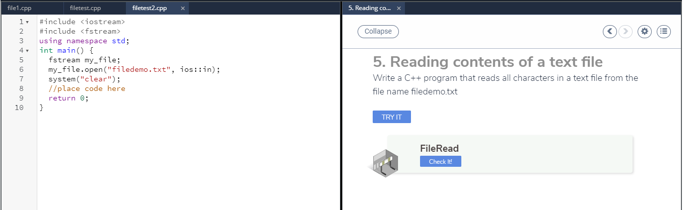 Solved file1.cpp 5. Reading co... Collapse 1 2 3 4, III 5 | Chegg.com