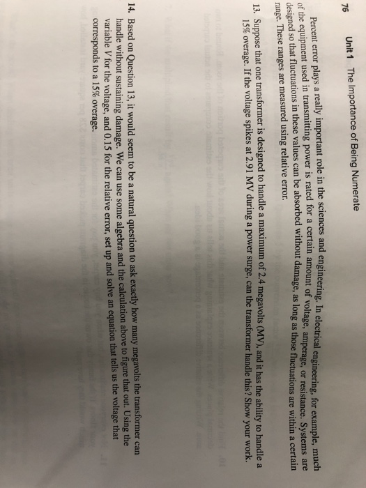 Solved Unit 1 The Importance of Being Numerate 76 role in | Chegg.com