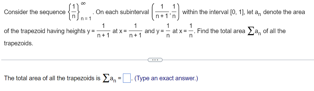 Solved Consider the sequence {n1}n=1∞. On each subinterval | Chegg.com