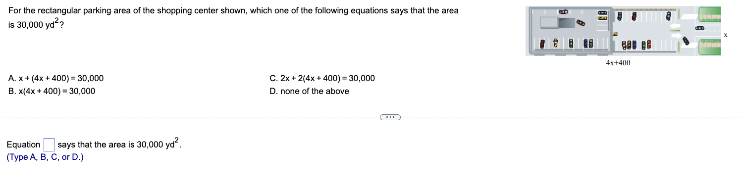 Solved For the rectangular parking area of the shopping | Chegg.com
