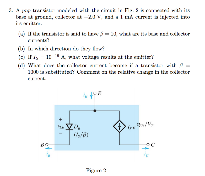 Solved 3. A pnp transistor modeled with the circuit in Fig. | Chegg.com