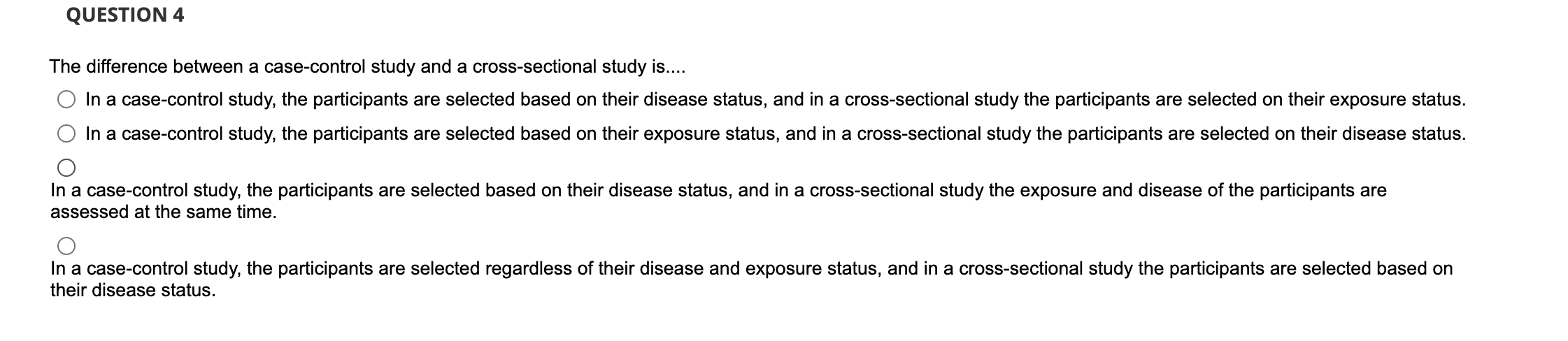Solved The difference between a case-control study and a | Chegg.com