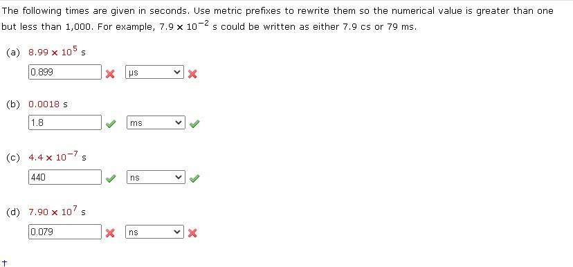 Solved The following times are given in seconds. Use metric | Chegg.com