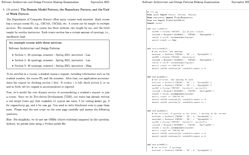 Solved Software Architecture and Design Patterns Makeup | Chegg.com