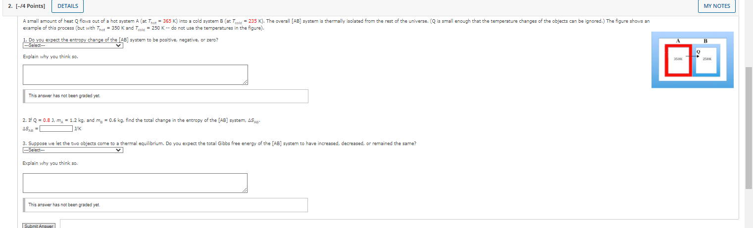 Solved example of this process (but with Thot =350 K and | Chegg.com