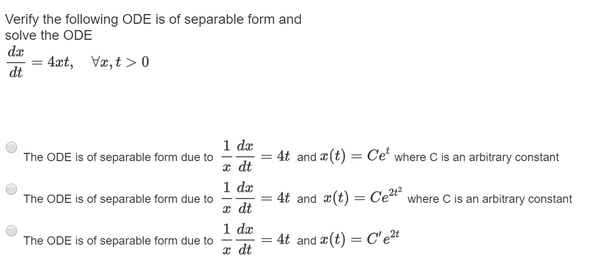 Solved Verify the following ODE is of separable form and | Chegg.com