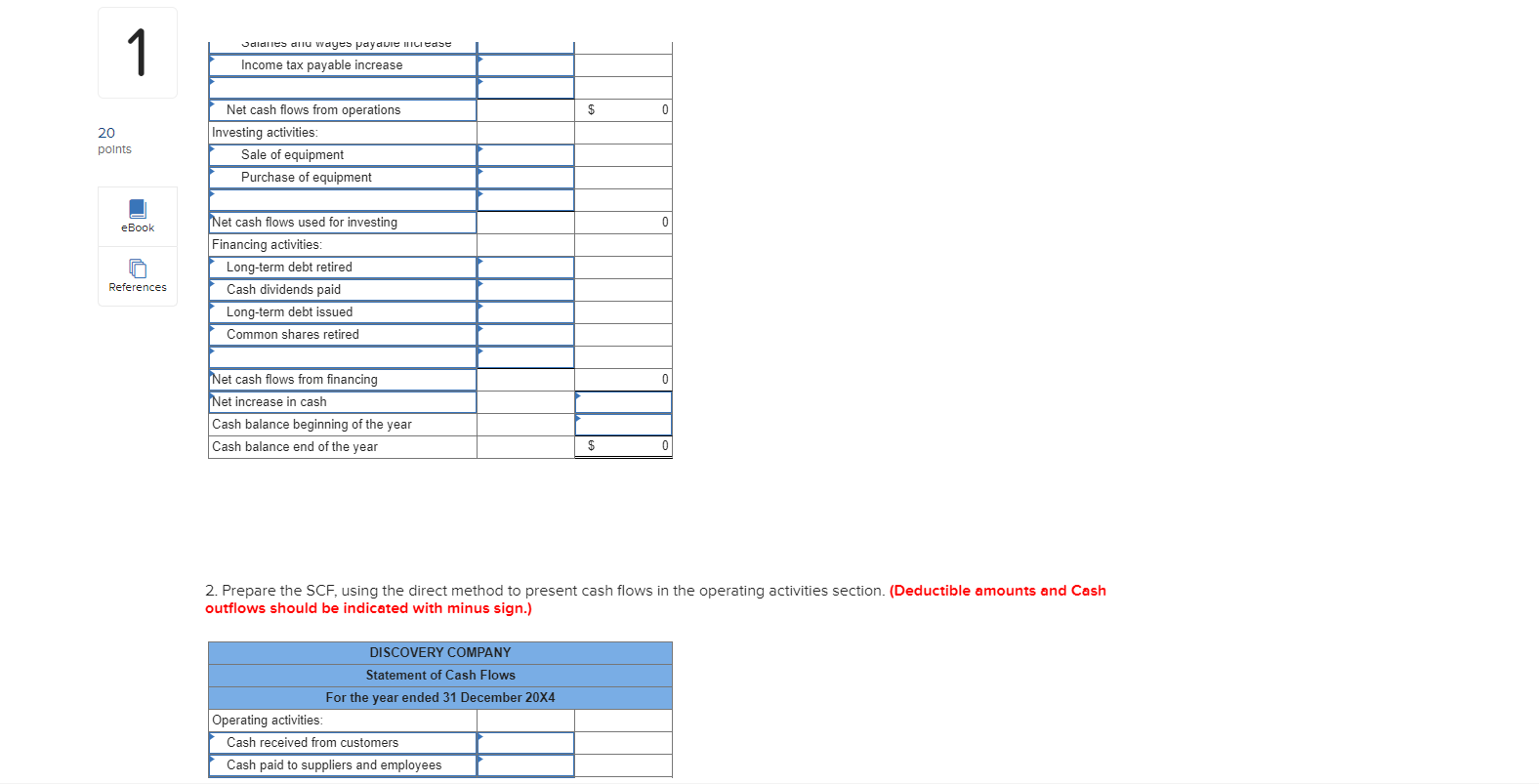 Solved 1 20 points Financial statements for Discovery | Chegg.com