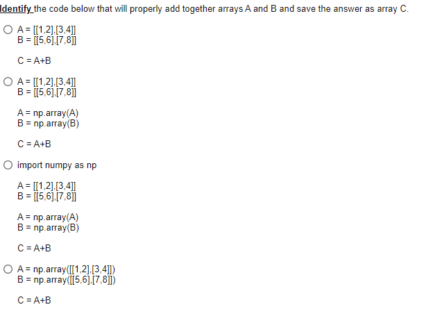 Solved dentify_the code below that will properly add | Chegg.com
