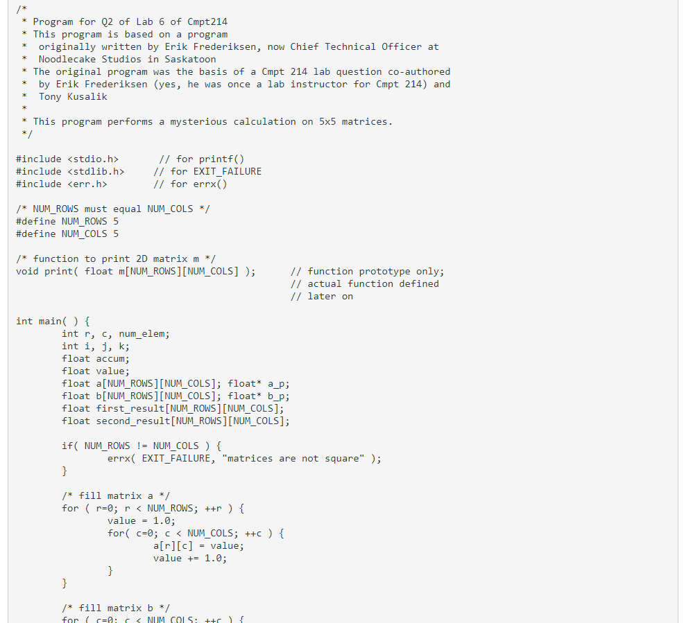 Solved /∗ * Program for Q2 of Lab 6 of Cmpt214 * This | Chegg.com