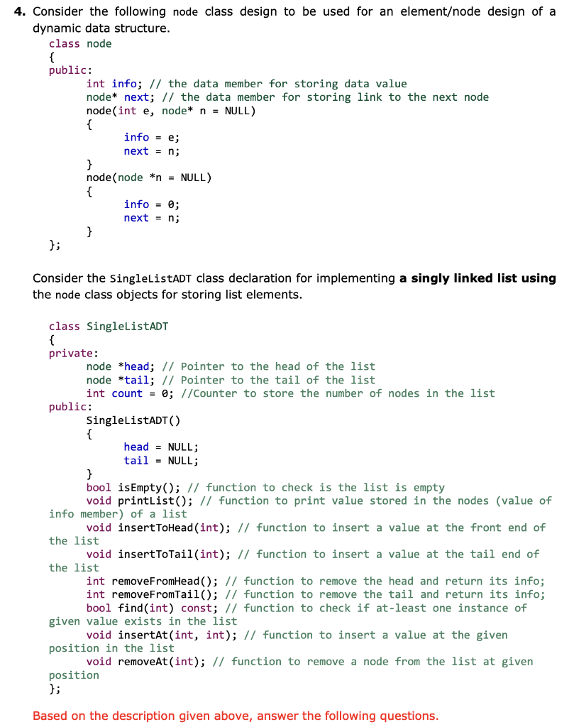 Solved Consider The Following Node Class Design To Be Used 