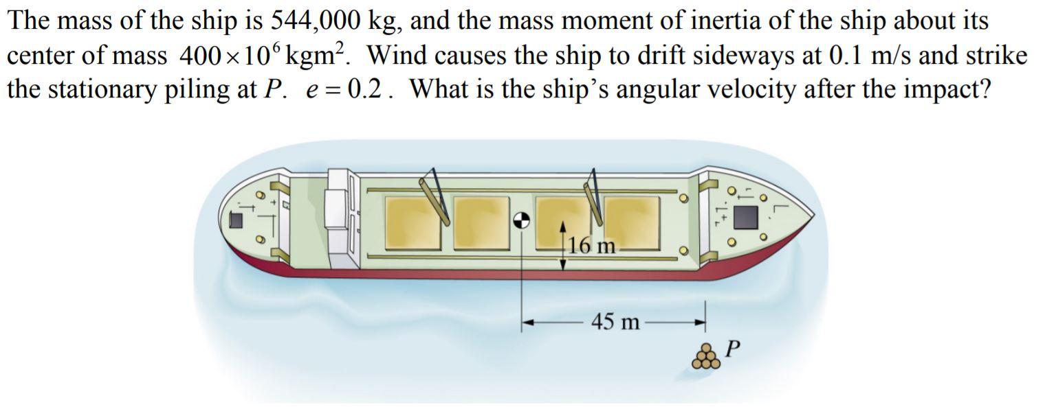 Solved The mass of the ship is 544,000 kg, and the mass | Chegg.com