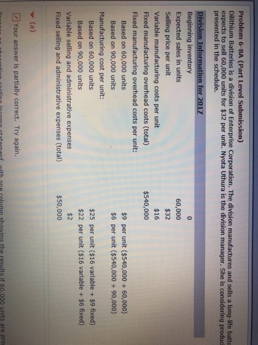 Solved Problem 6-8A (Part Level Submission) Dilithium | Chegg.com