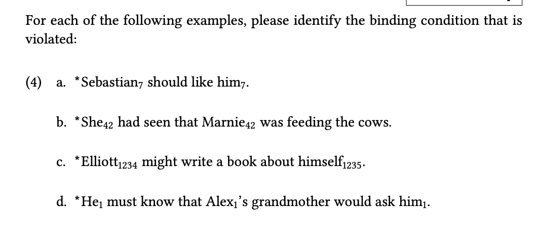 Solved For each of the following examples, please identify | Chegg.com