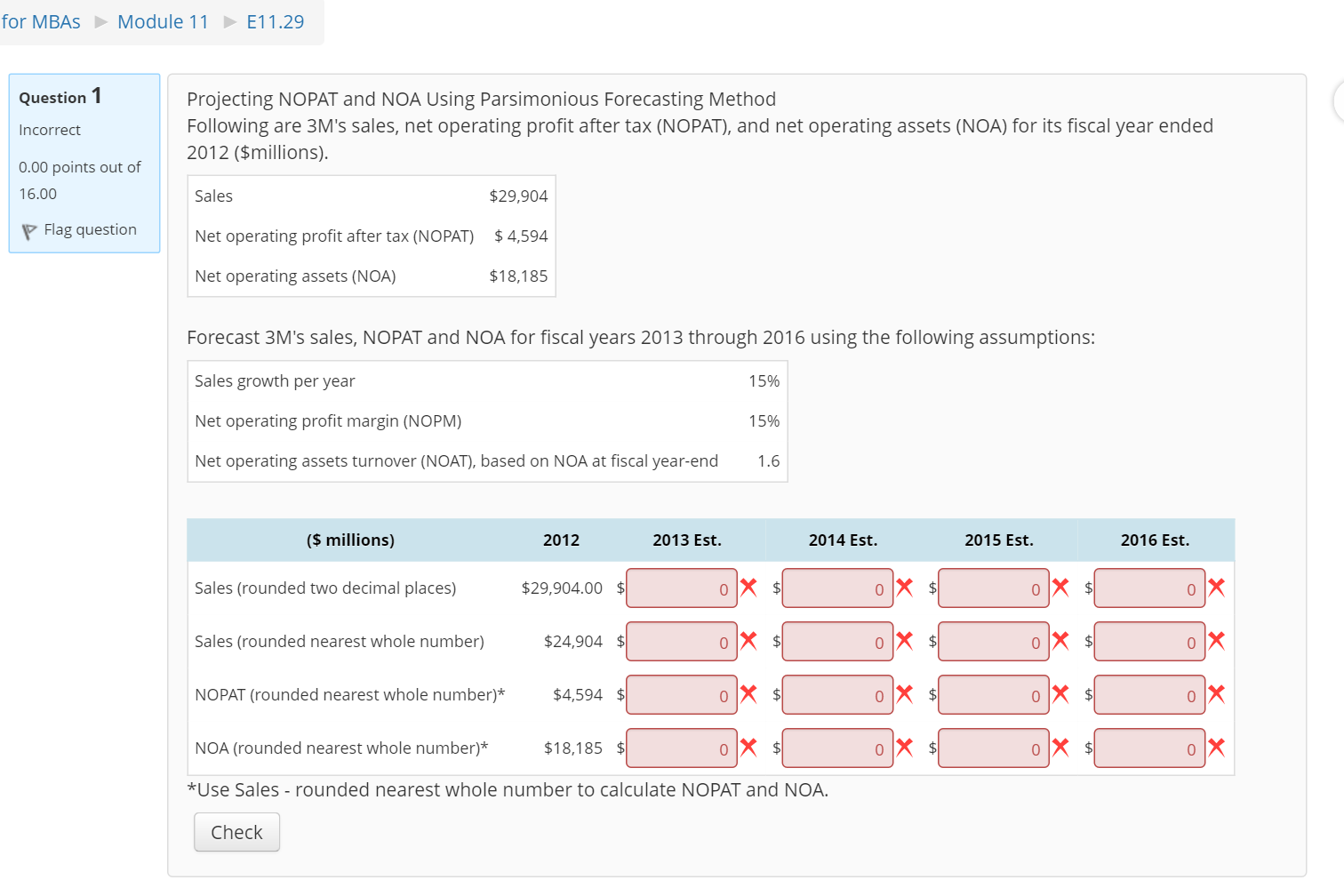 Solved Projecting NOPAT and NOA Using Parsimonious | Chegg.com