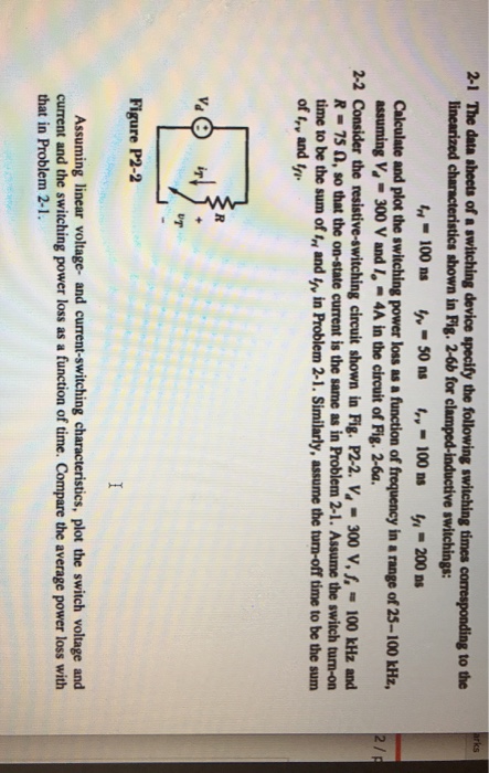 2-1 The data sheets of a switching device specify the | Chegg.com