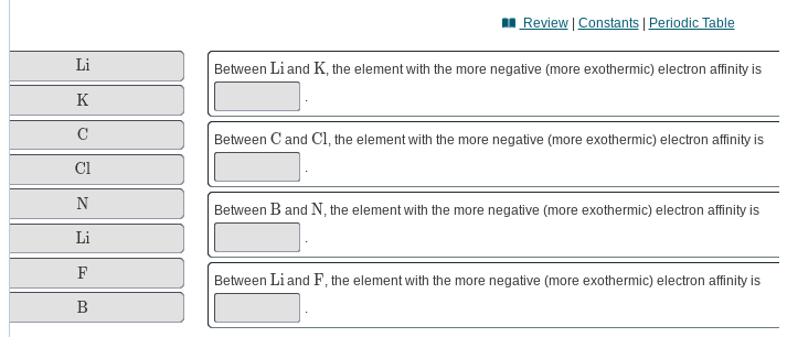 Solved Choose the element with the more negative (more | Chegg.com