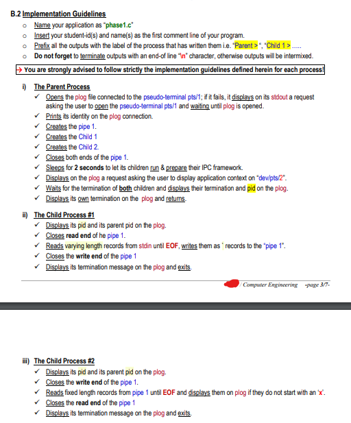 Solved parent process: (1) opens the log file /pts/1 | Chegg.com