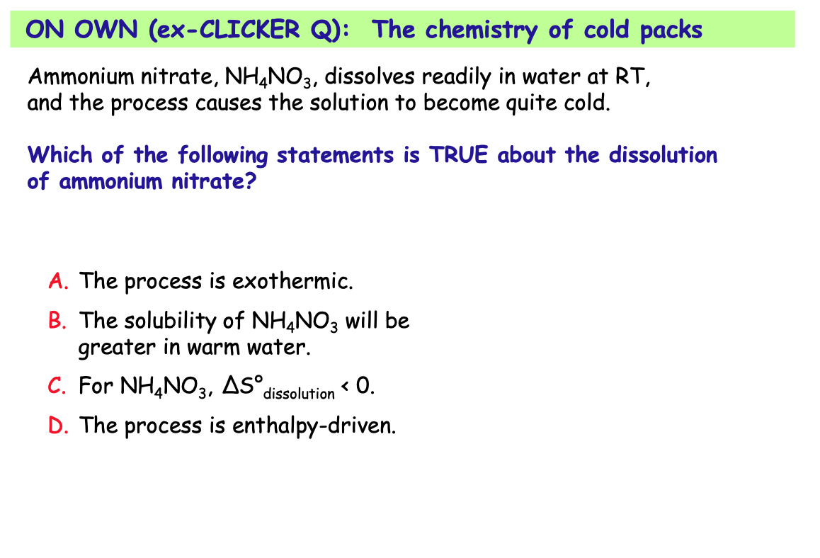 Solved Ammonium nitrate, NH4NO3, dissolves readily in water | Chegg.com