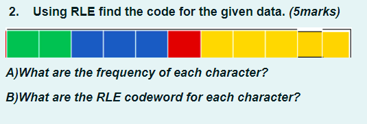 Solved 2. Using RLE find the code for the given data. | Chegg.com