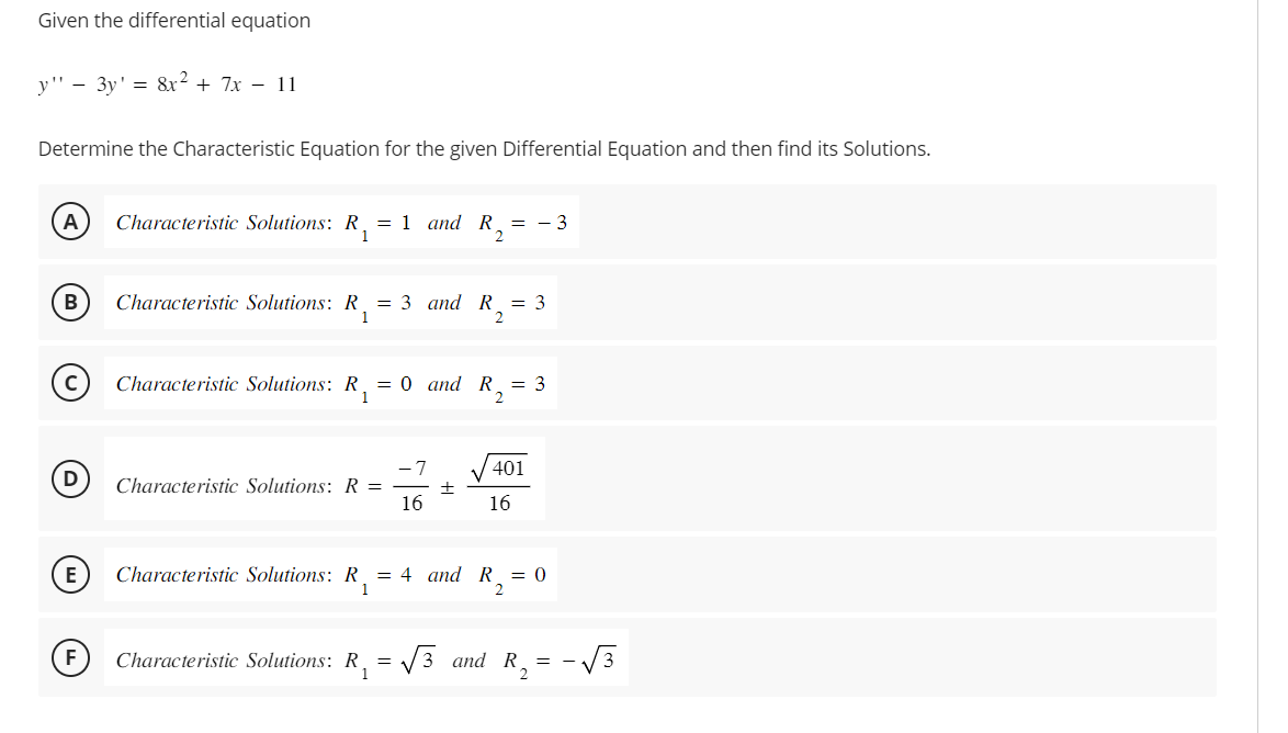 Solved Given the differential equation y′′−3y′=8x2+7x−11 | Chegg.com