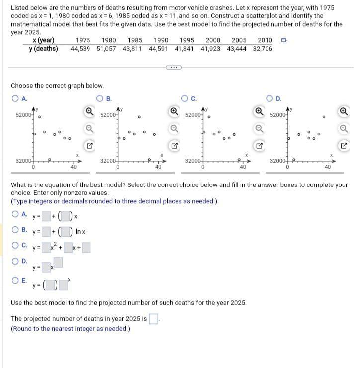 Solved Listed below are the numbers of deaths resulting from | Chegg.com