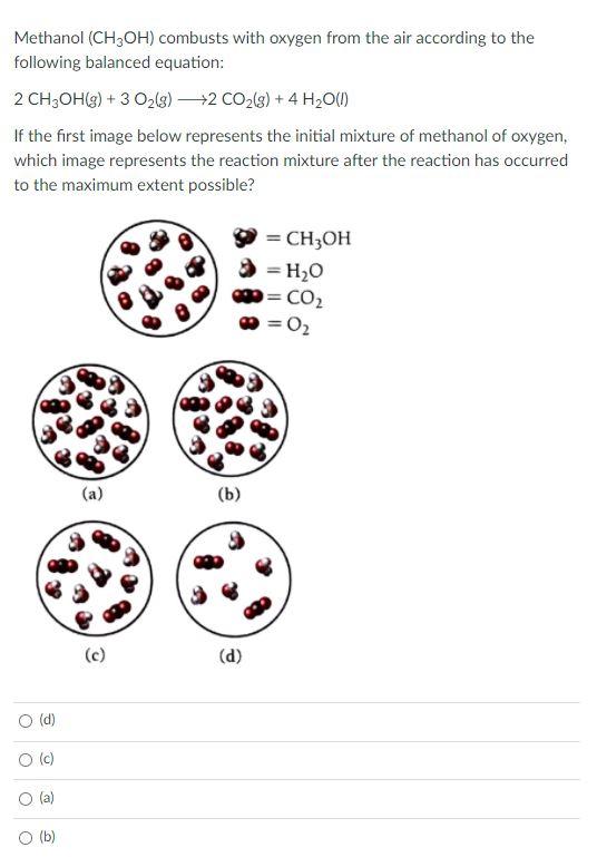 Solved Methanol (CH3OH) combusts with oxygen from the air | Chegg.com