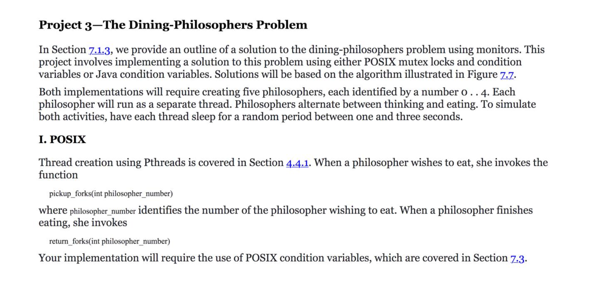 Project 3–The Dining-Philosophers Problem In Section | Chegg.com