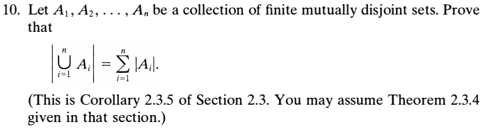 Solved 10. Let Ai, A2, . A, be a collection of finite | Chegg.com