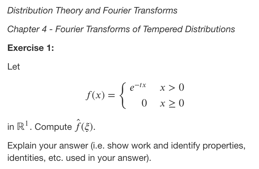 Solved Distribution Theory and Fourier Transforms Chapter 4 | Chegg.com