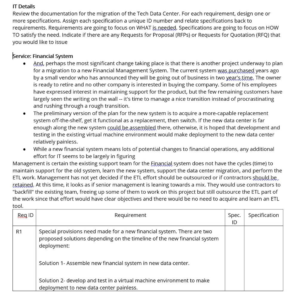 IT Details Review the documentation for the migration | Chegg.com