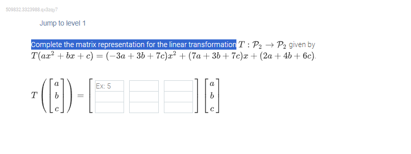 Solved Jump to level 1 Complete the matrix representation | Chegg.com