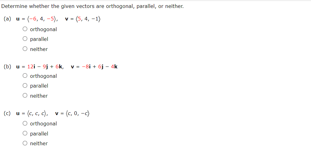 Solved Determine Whether The Given Vectors Are Orthogonal
