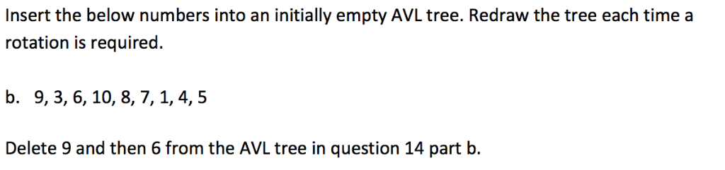 Solved Insert the below numbers into an initially empty AVL | Chegg.com