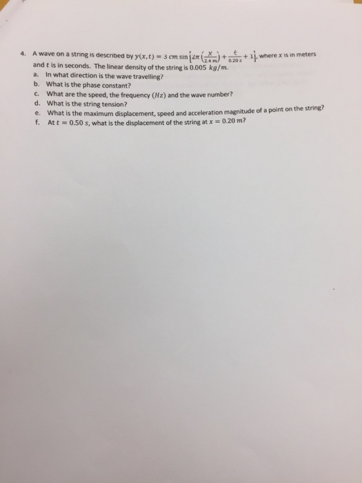 Solved a wave on a string the linear density of the spring | Chegg.com