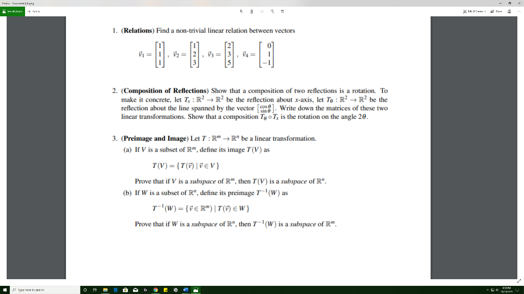 Solved - 0x 1. (Relations) Find a non-trivial linear | Chegg.com